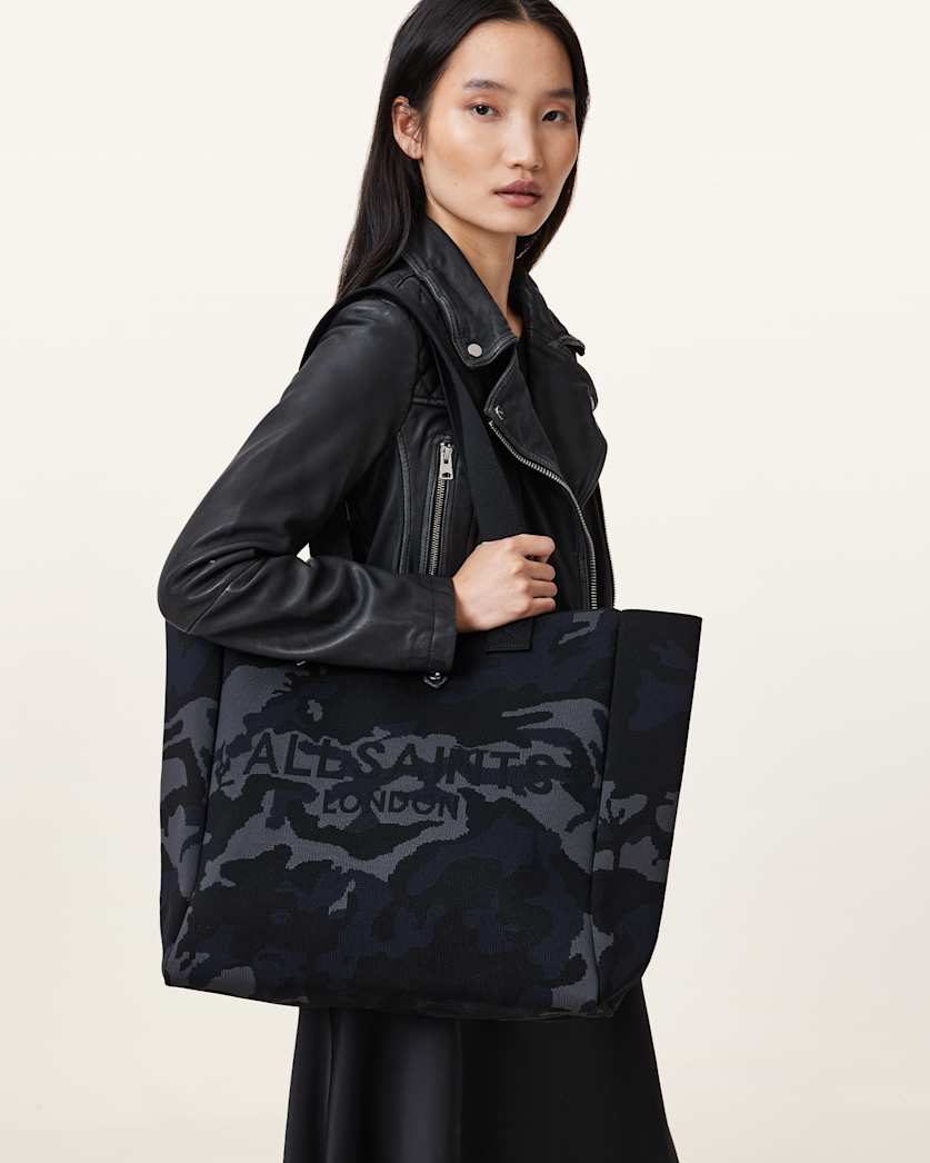 Izzy Large Logo Knitted Tote Bag CAMO BLUE | ALLSAINTS